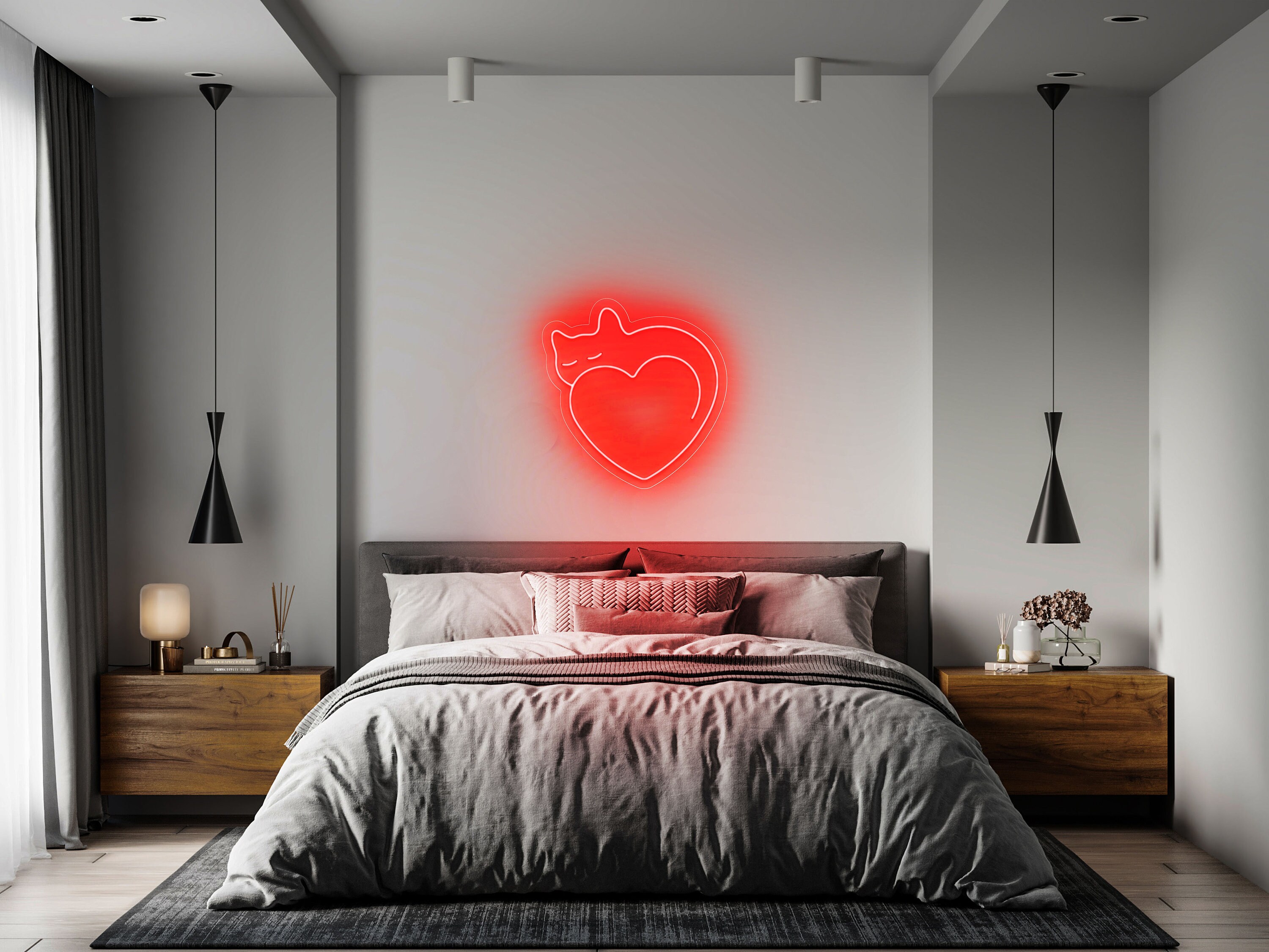 Cat Neon Sign Heart Neon Sign Neon Sign Cat Cat Wall Decor - Etsy