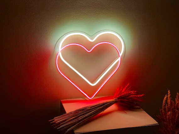 Bedroom Neon Sign double Heart Neon Lights Led | Etsy