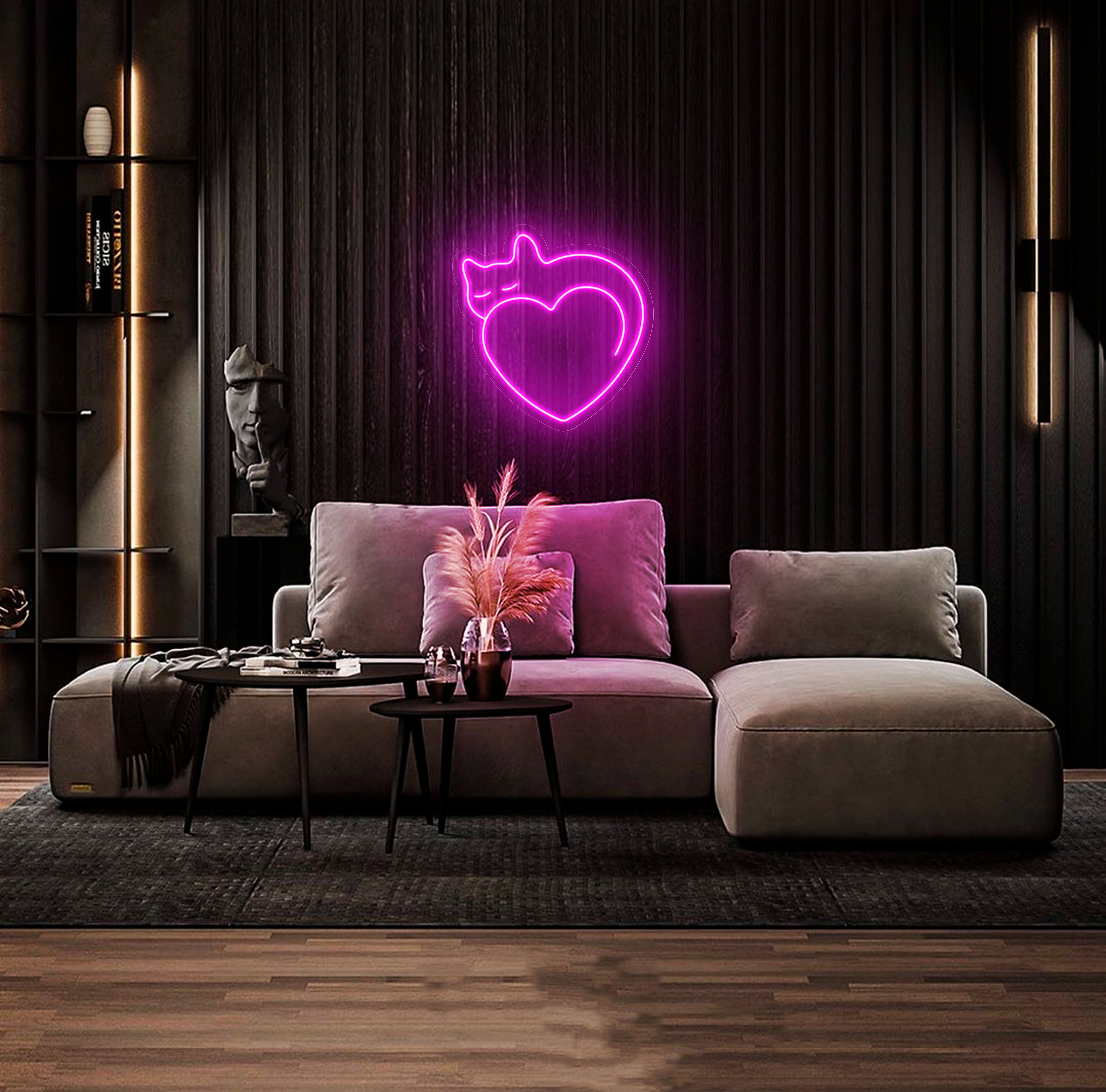 Cat Neon Sign Heart Neon Sign Neon Sign Cat Cat Wall Decor - Etsy