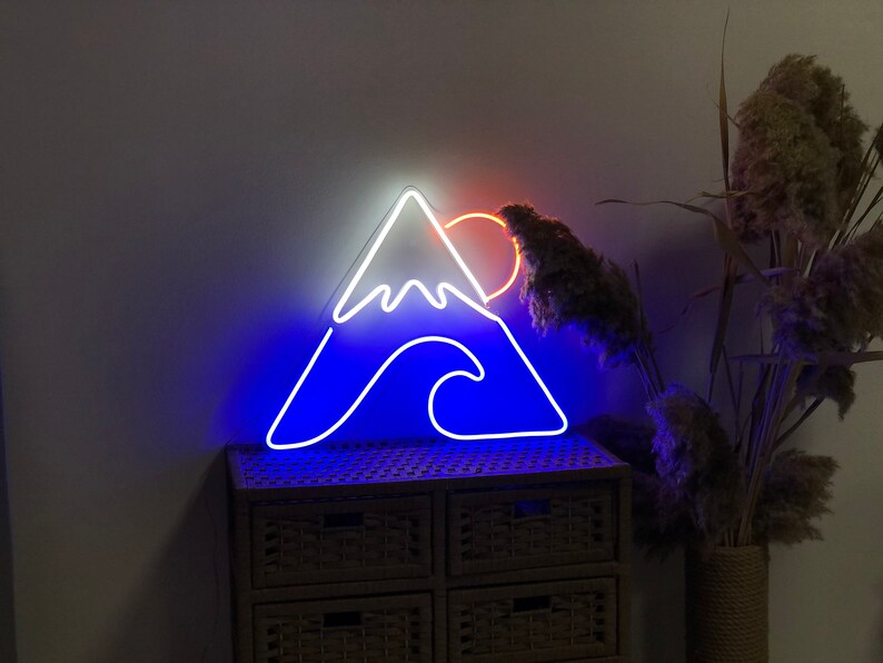 Mountain Sea Neon Signs, Sunset Sunrise Neon Sign for Bedroom, Custom ...