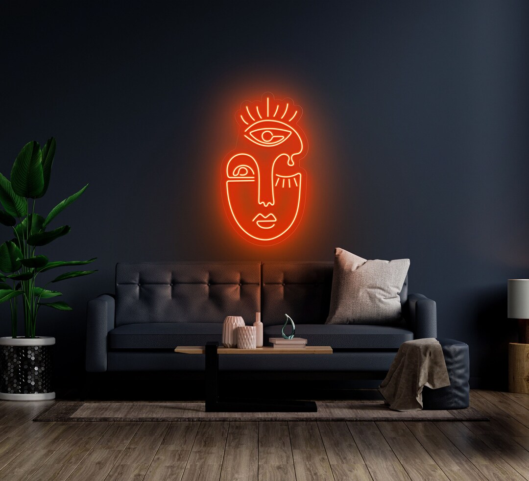 Face Art Neon Sign Wall Art, Neon Sign Art, Face Led Sign, Abstract ...