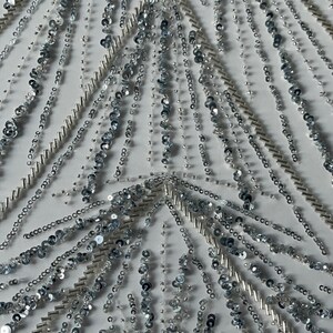 Exquisite and Luxury Silver Sequined and Beaded Fabric — Sold per Yard ...