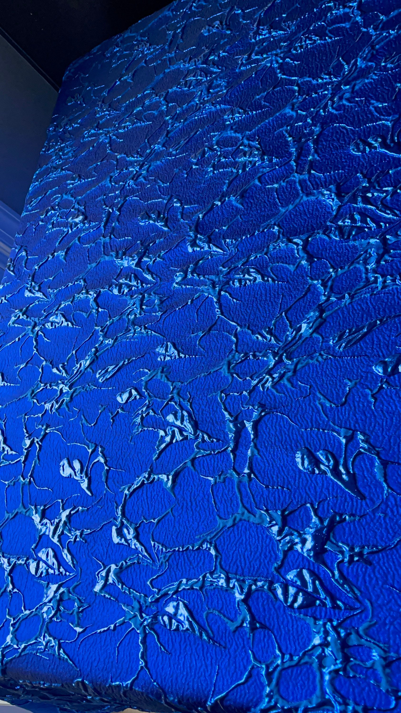 Breathtaking Designer Luxury Blue Metallic Abstract Brocade Fabric ...