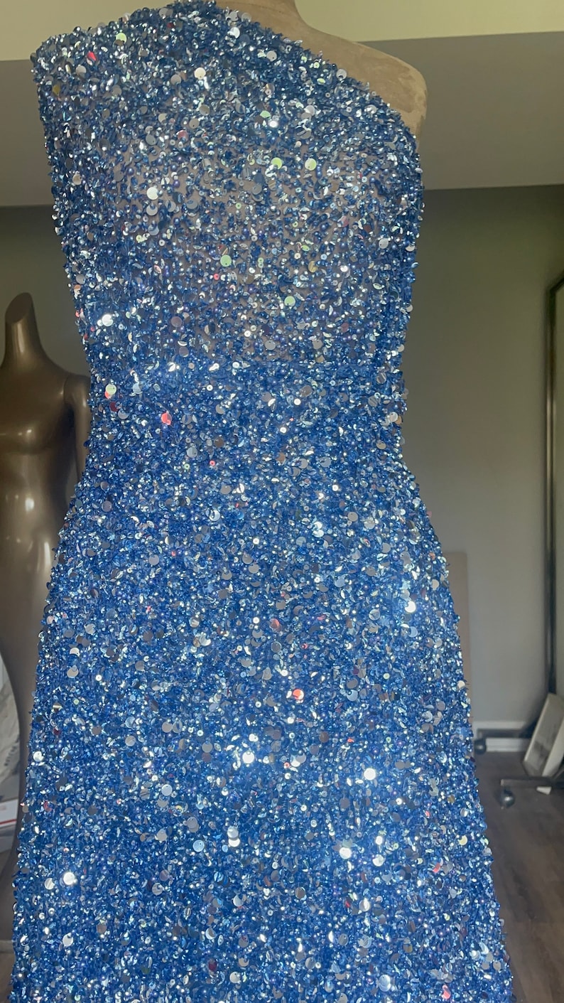 Exquisite and Luxury Baby Blue Allover Sequined and Beaded - Etsy