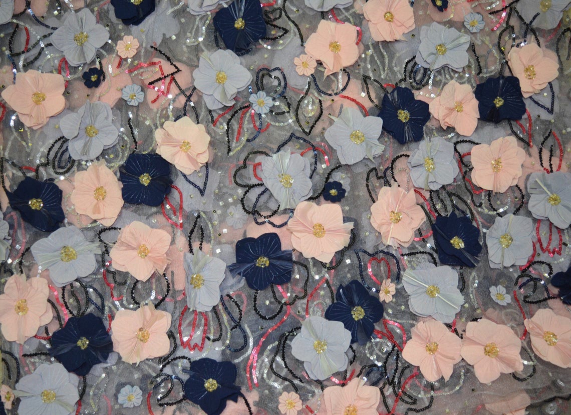 Haute Couture Designer 3D Appliqué Fabric Sold per Yard - Etsy
