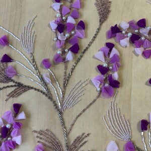 Stunning Shades of Purple Appliqué Fabric With Beads and Pearls Sold ...