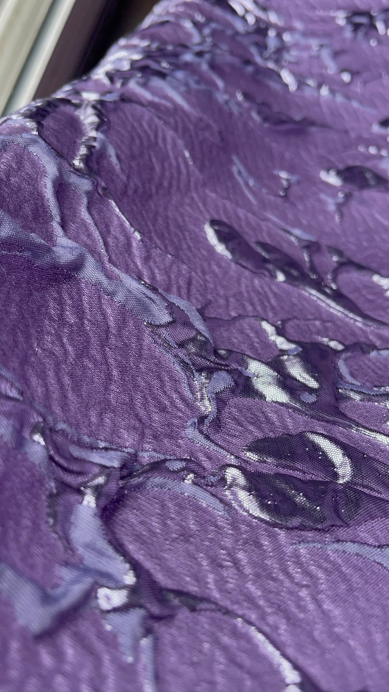 Breathtaking Designer Luxury Lilac Metallic Abstract Brocade Fabric ...