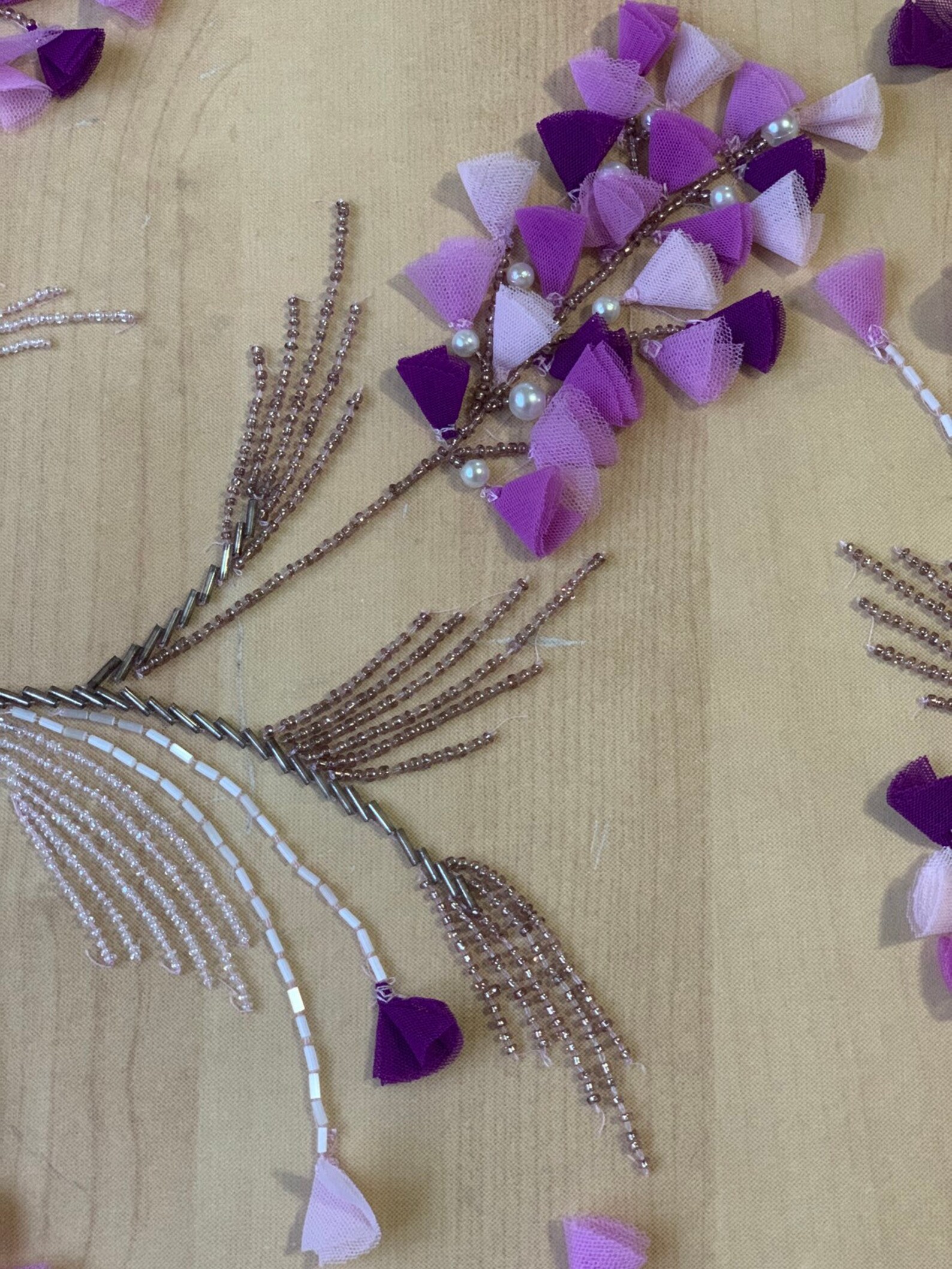 Stunning Shades of Purple Appliqué Fabric With Beads and - Etsy