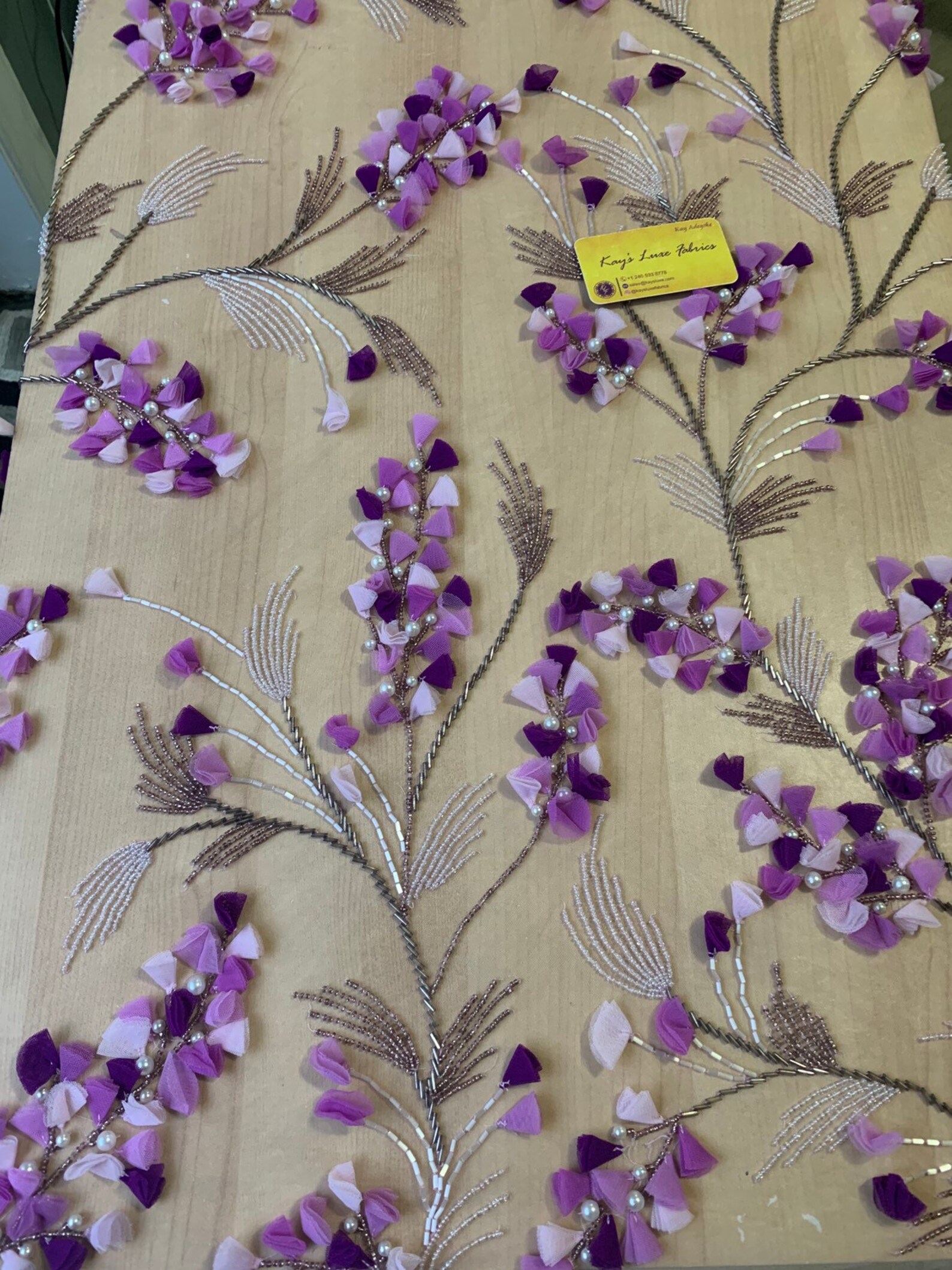 Stunning Shades of Purple Appliqué Fabric With Beads and - Etsy