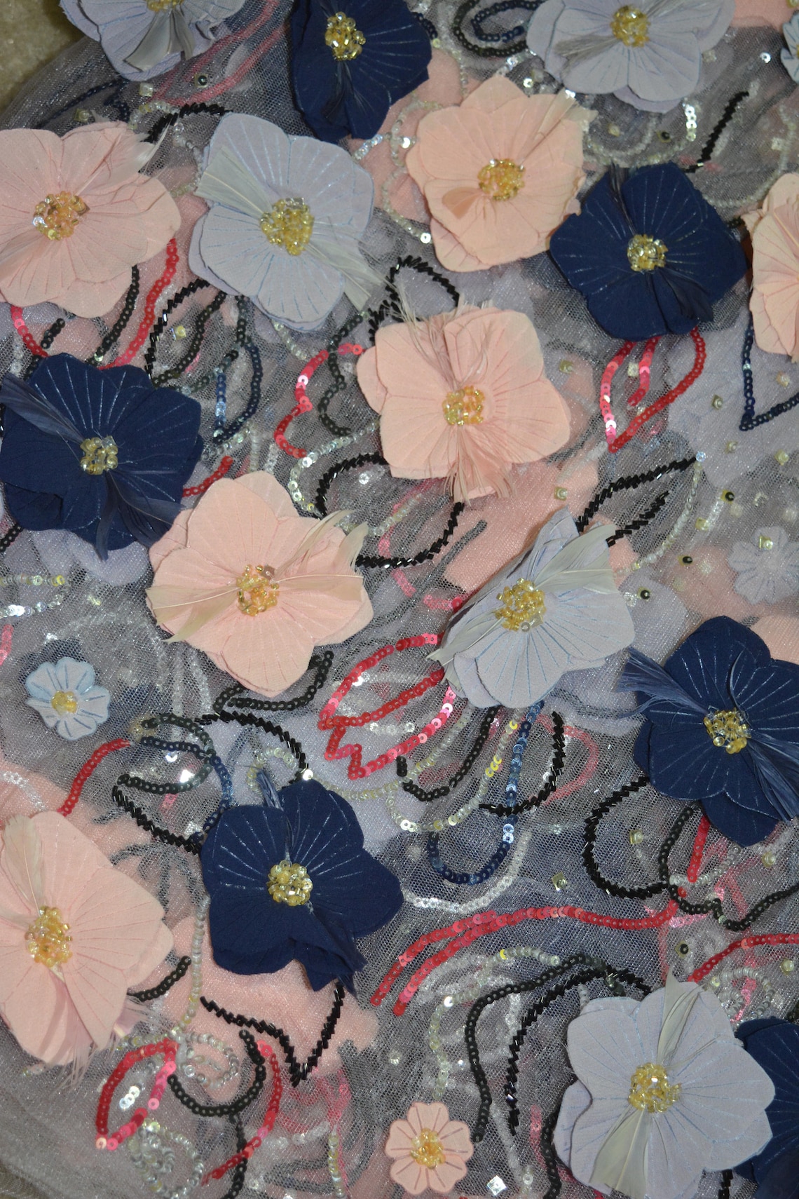 Haute Couture Designer 3D Appliqué Fabric Sold per Yard - Etsy