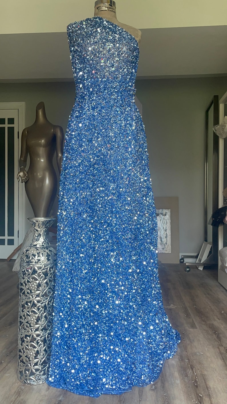 Exquisite and Luxury Baby Blue Allover Sequined and Beaded - Etsy