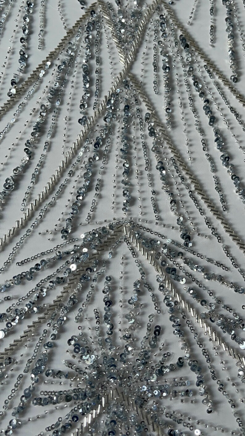 Exquisite and Luxury Silver Sequined and Beaded Fabric Sold - Etsy