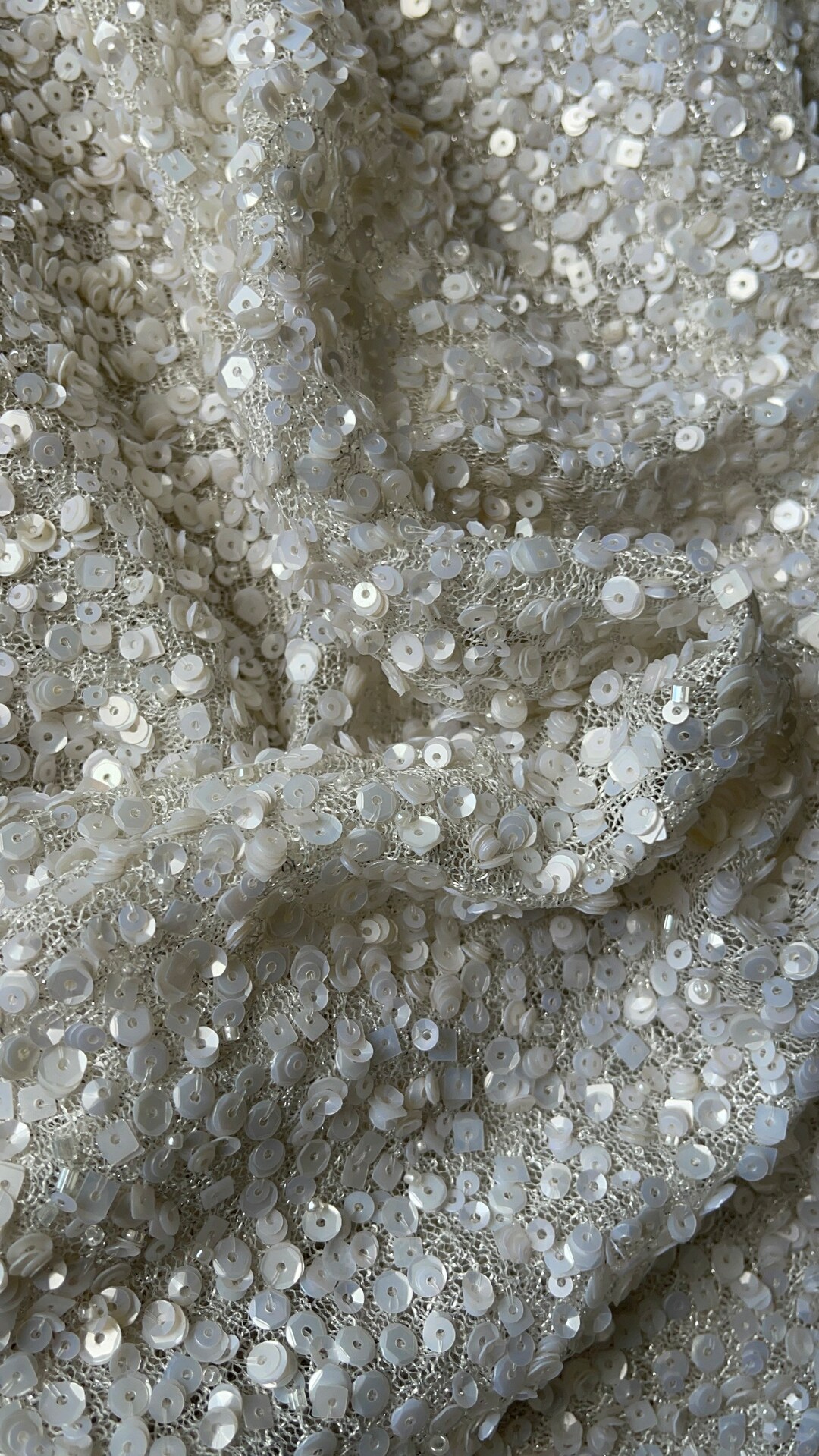 Exquisite and Luxury Allover Ivory Sequined and Beaded Fabric — Sold ...