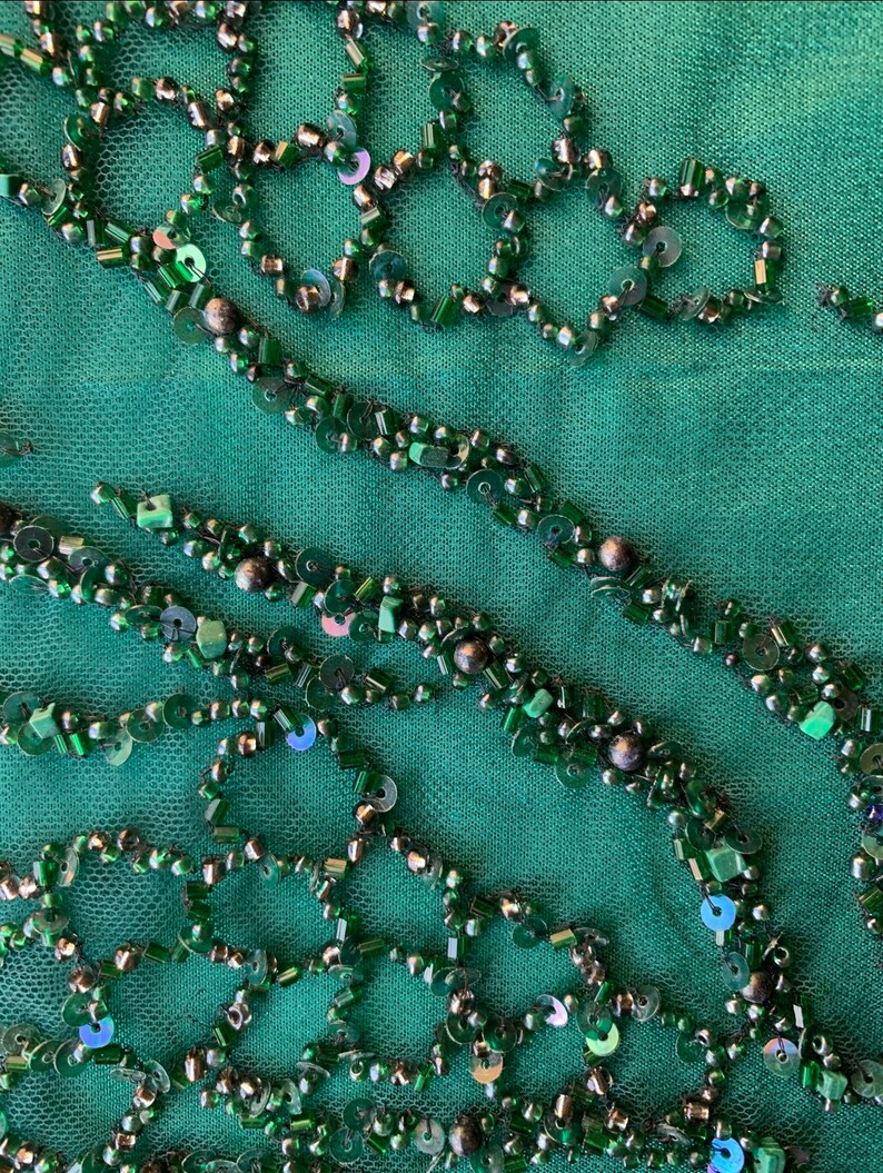 Stunning Luxury Emerald Green Designer Hand Beaded Fabric With - Etsy