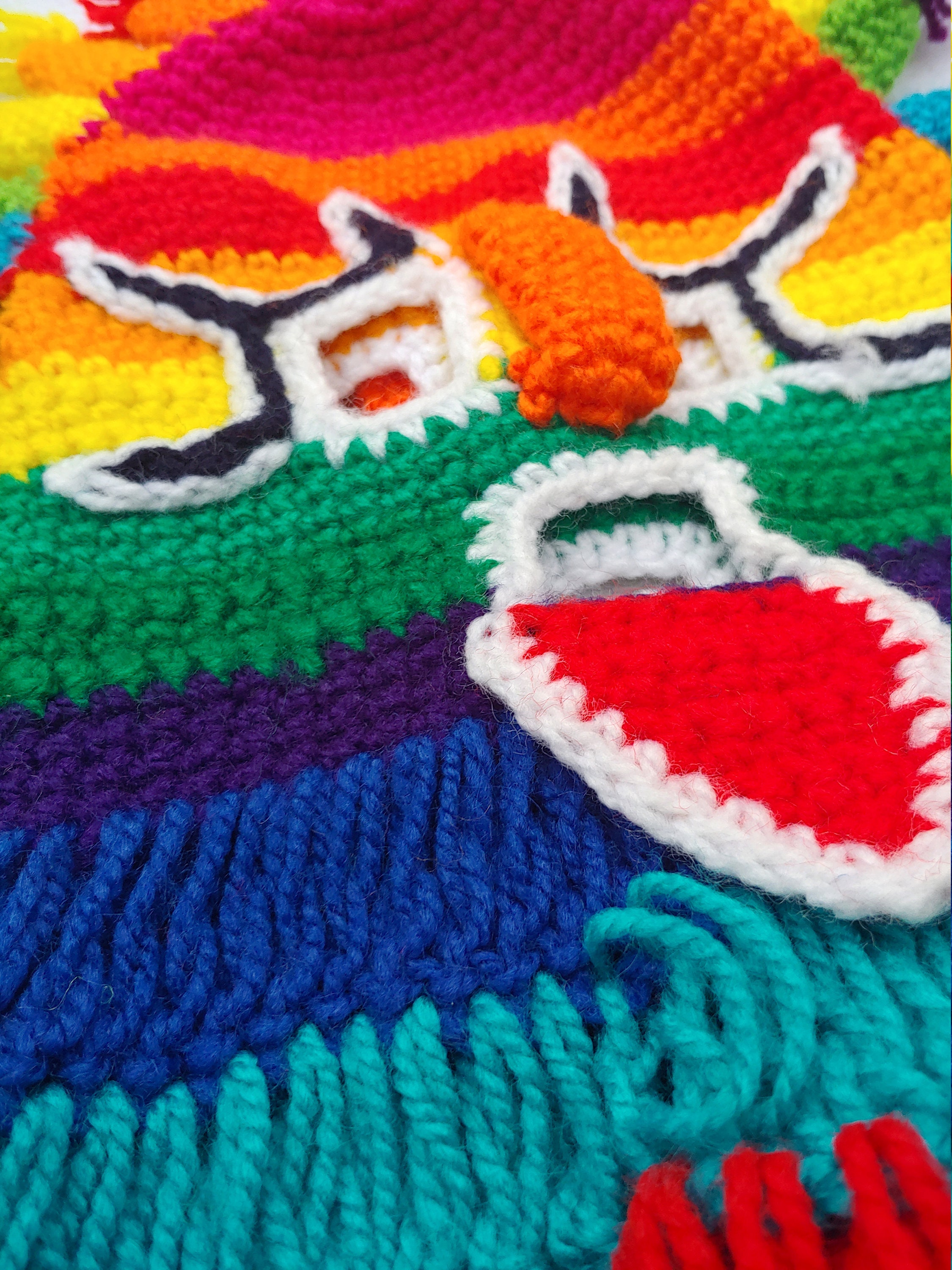 Red Tongue Rainbow Diablo Huma Ecuador Yarn Mask Ecuadorian | Etsy