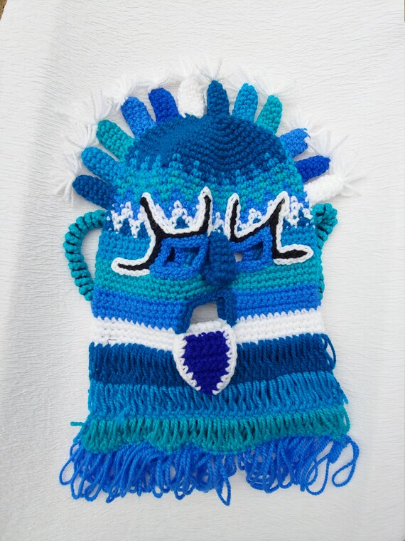 Blue Light Blue Zig-zag Diablo Huma Mask From Ecuador | Etsy
