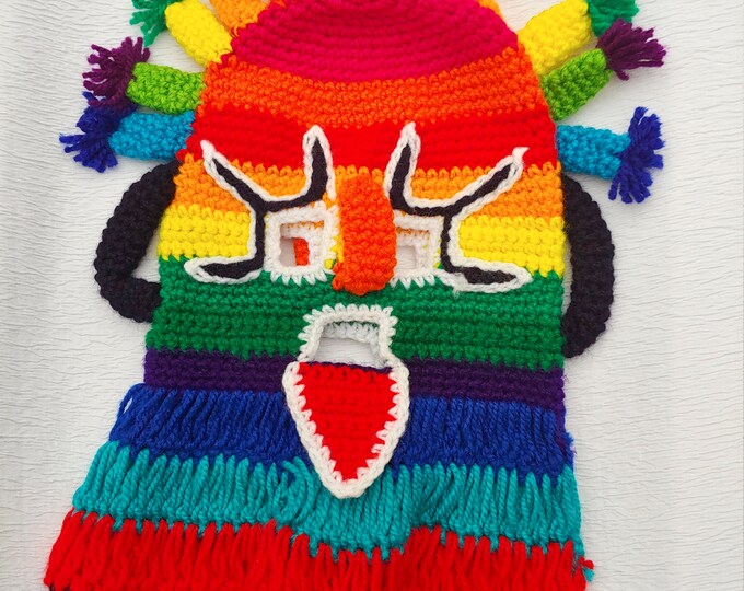 Red Tongue Rainbow Diablo Huma Ecuador Yarn Mask Ecuadorian Hand Made ...