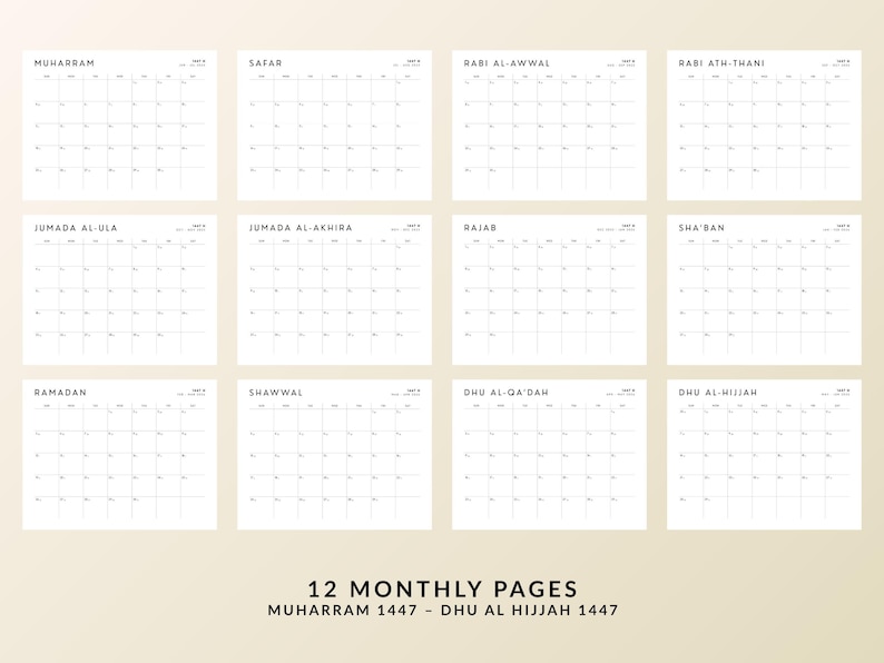 Printable Hijri–gregorian Calendar 1447 H (2025–2026) | Islamic ...