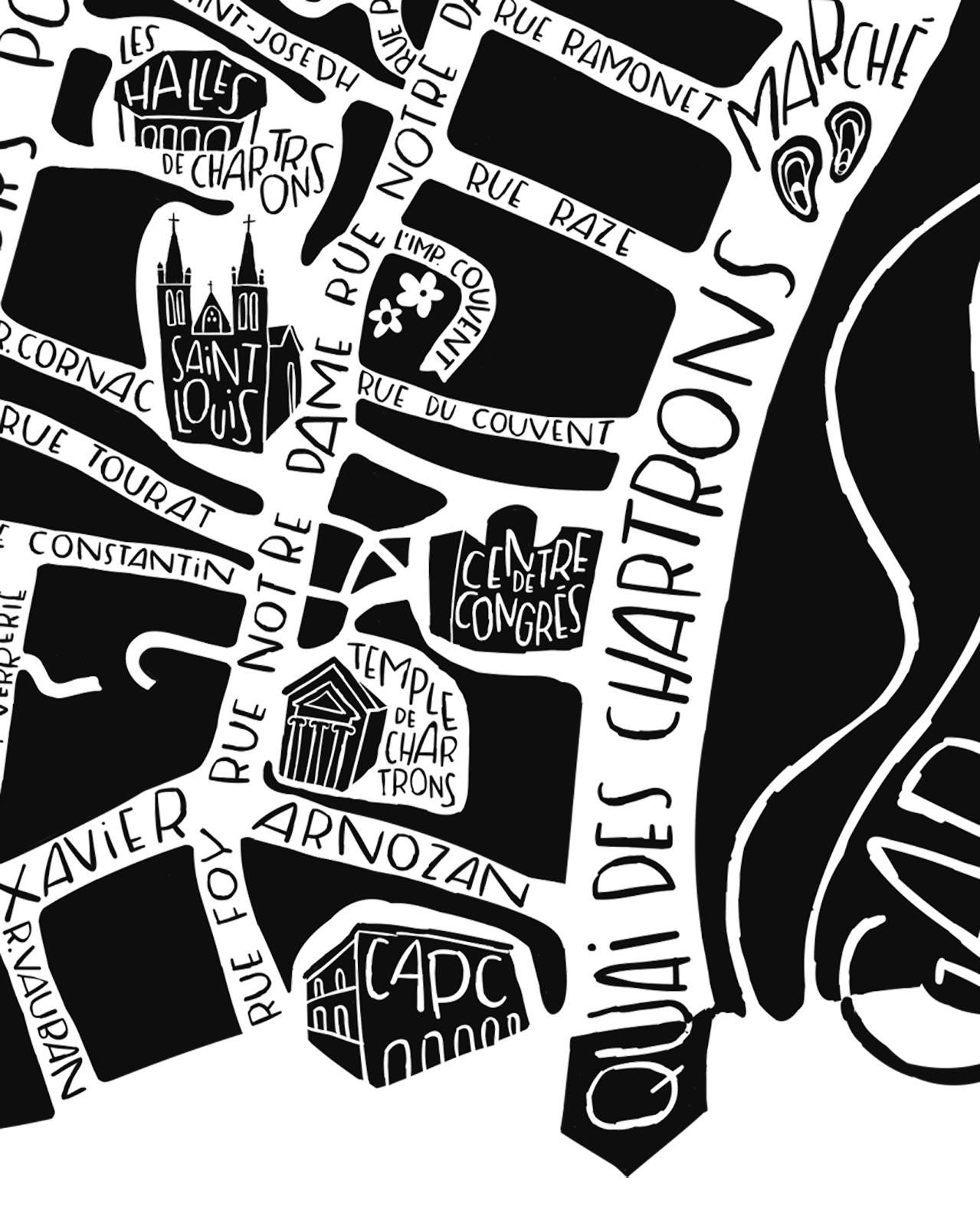 Decorative Poster City Map of the Chartrons District in Bordeaux ...