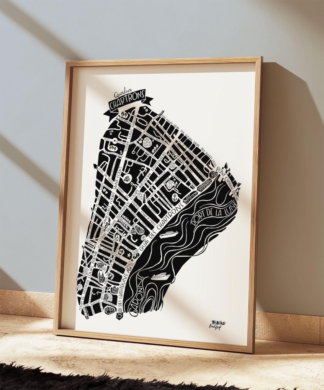 Poster of the City Map of the Chartrons District in Bordeaux. Original ...