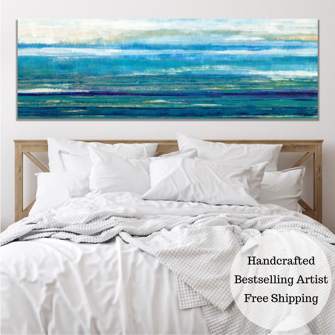 Bedroom Wall Art Over the Bed Art Abstract Ocean Art Canvas | Etsy