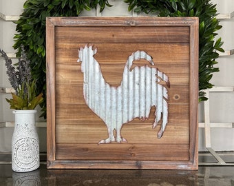 Metal Rooster Sign Decor - Etsy