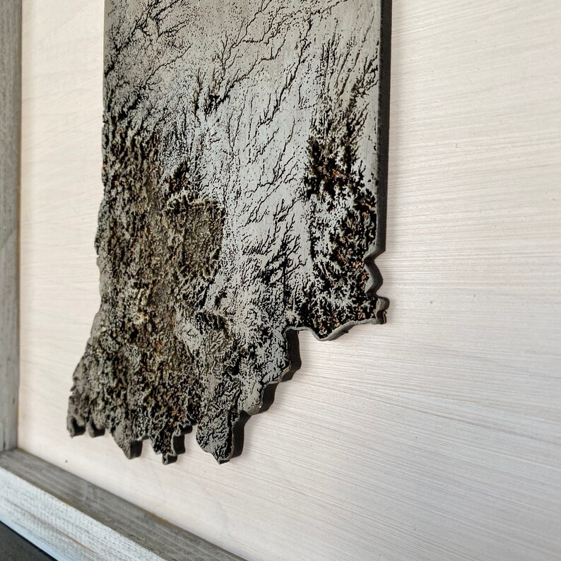 INDIANA Framed State Topographic Texture Rustic Distressed | Etsy