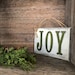 Rustic Joy Sign, Rustic Holiday Decor, Small Hanging Wood Sign, Green & White, Christmas Decor ...