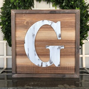 Square Framed Rustic Distressed Initial Letter Pallet Sign, A B C D E F ...
