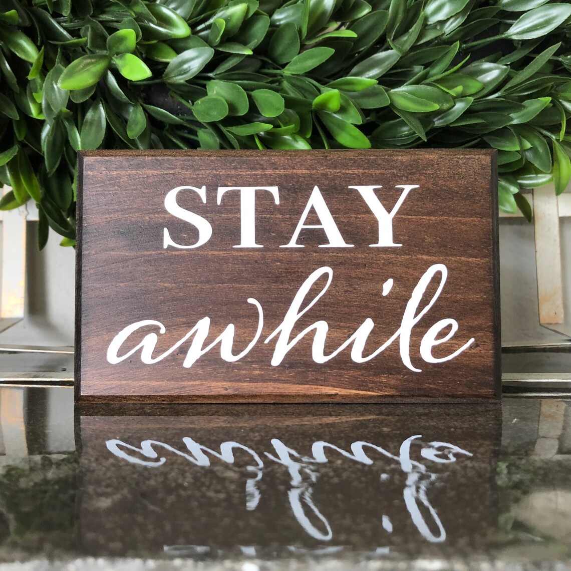 Stay Awhile, Small Block Sign, Small Wood Sign, Farmhouse Decor ...