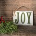 Rustic Joy Sign, Rustic Holiday Decor, Small Hanging Wood Sign, Green & White, Christmas Decor ...