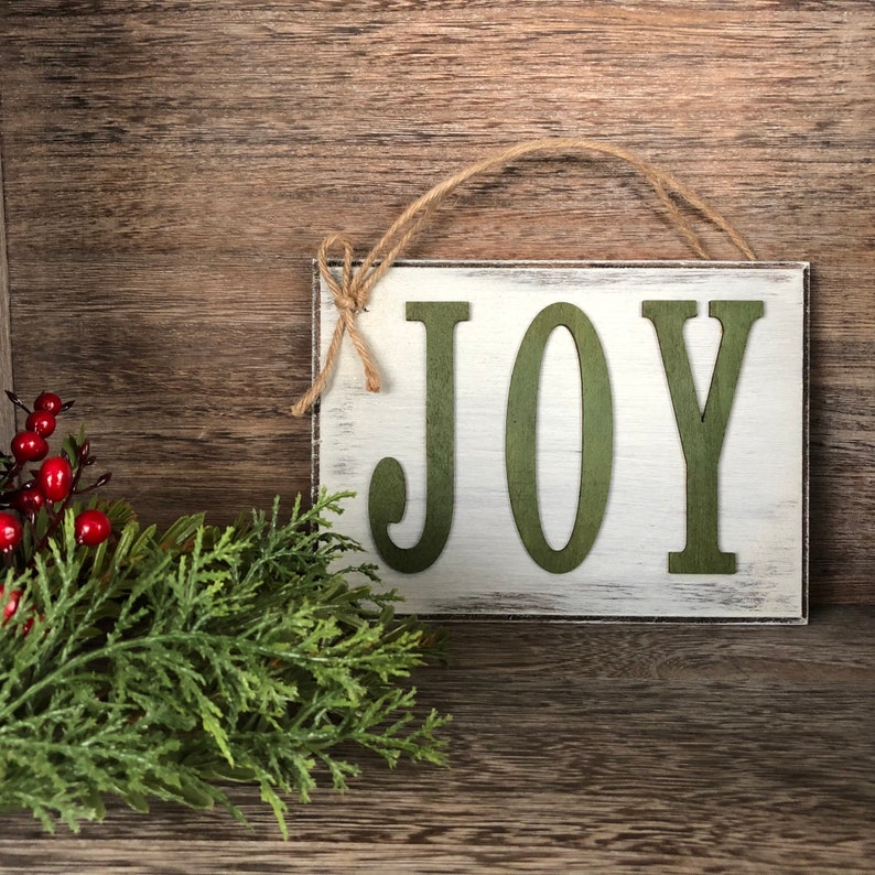 Rustic Joy Sign Rustic Holiday Decor Small Hanging Wood - Etsy