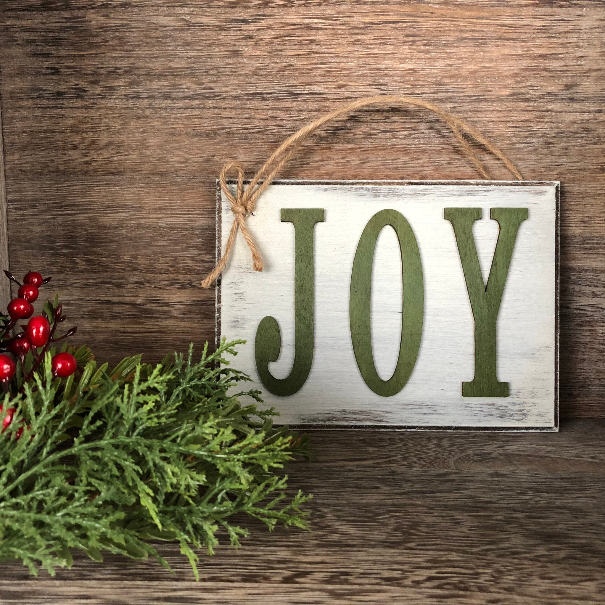 Rustic Joy Sign Rustic Holiday Decor Small Hanging Wood | Etsy