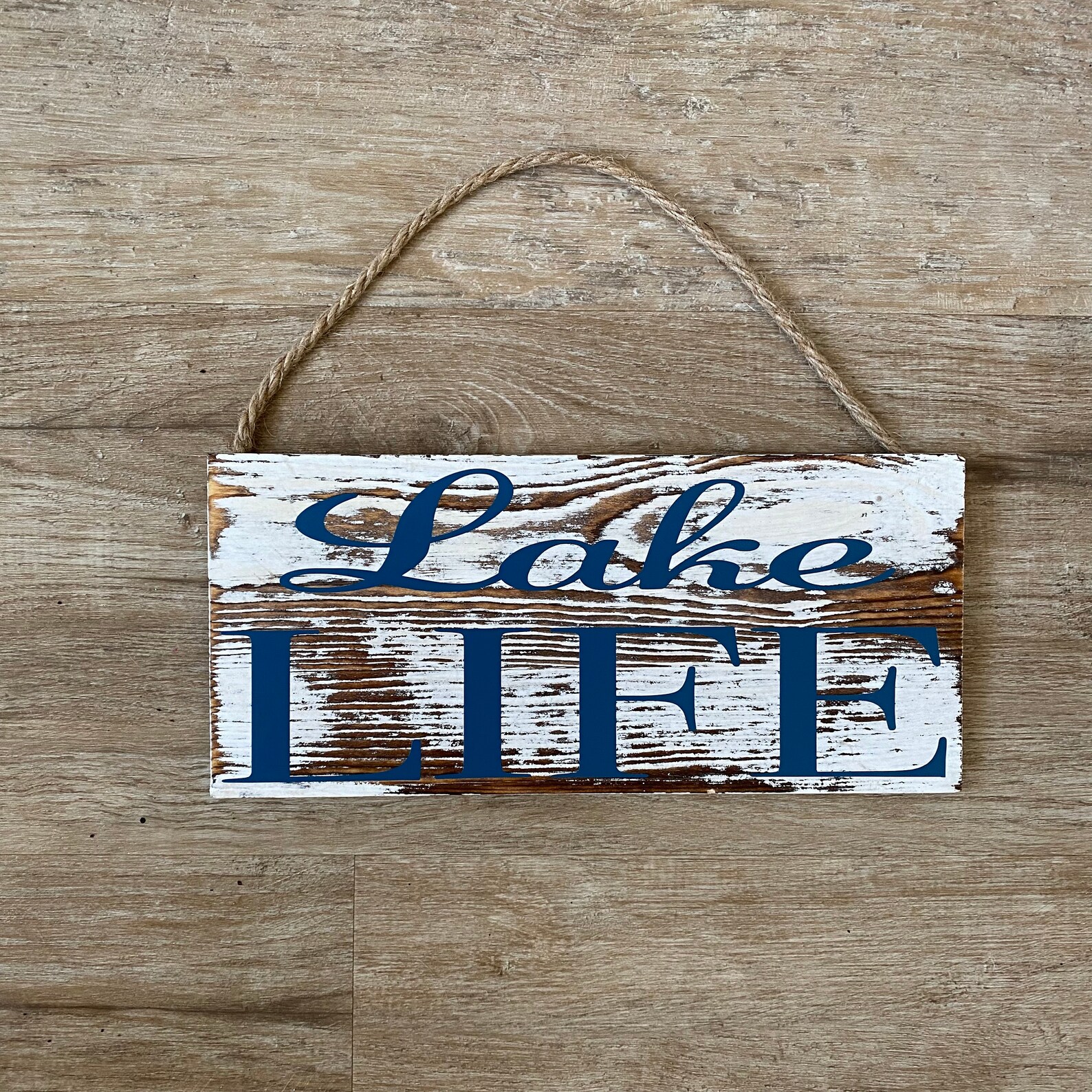 Lake Life Rustic Whitewashed Plank Sign Lake House Decor - Etsy