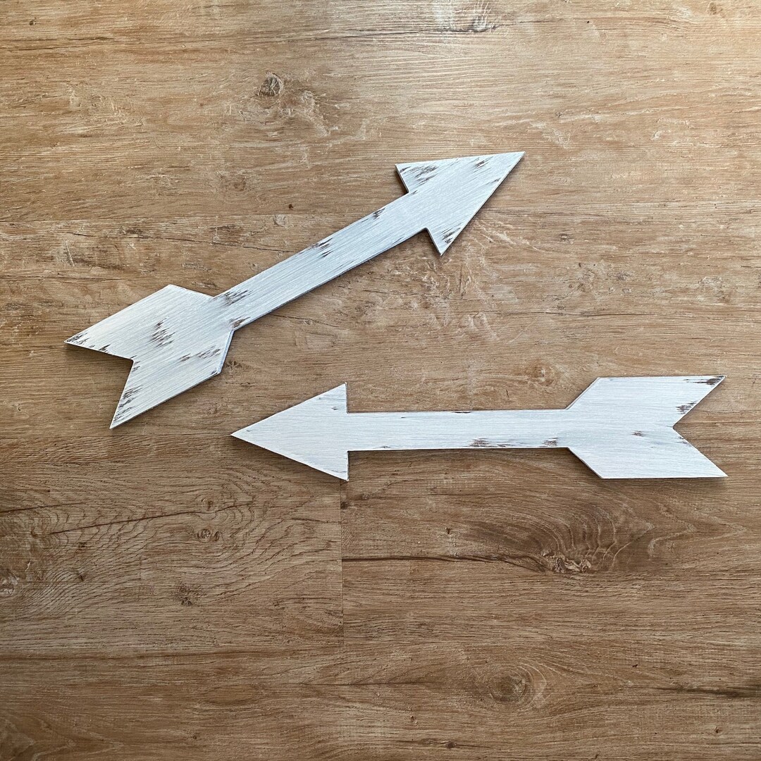 Large Farmhouse Arrow, (1) Rustic Distressed Whitewashed Wood Arrow ...