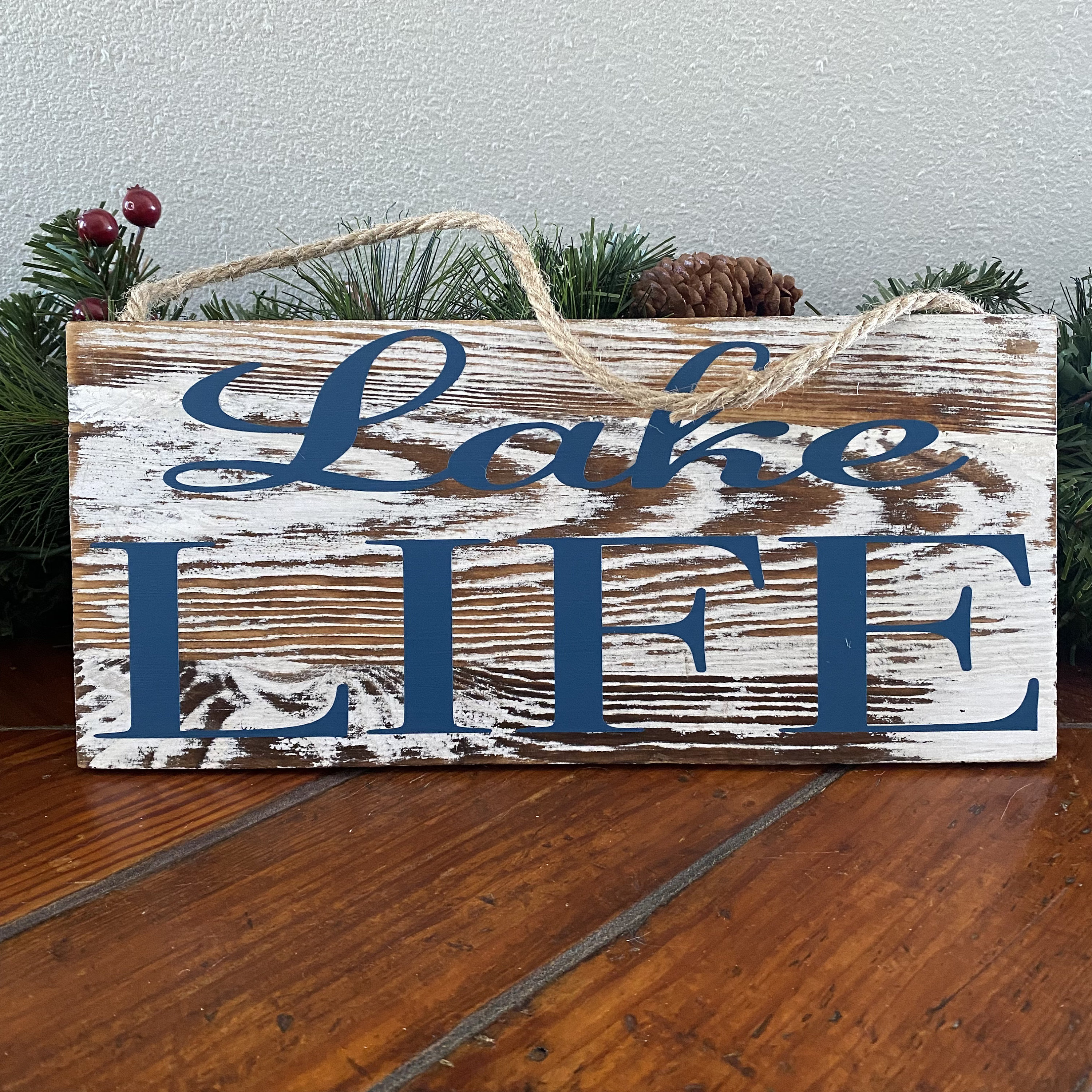 Lake Life Rustic Whitewashed Plank Sign Lake House Decor - Etsy