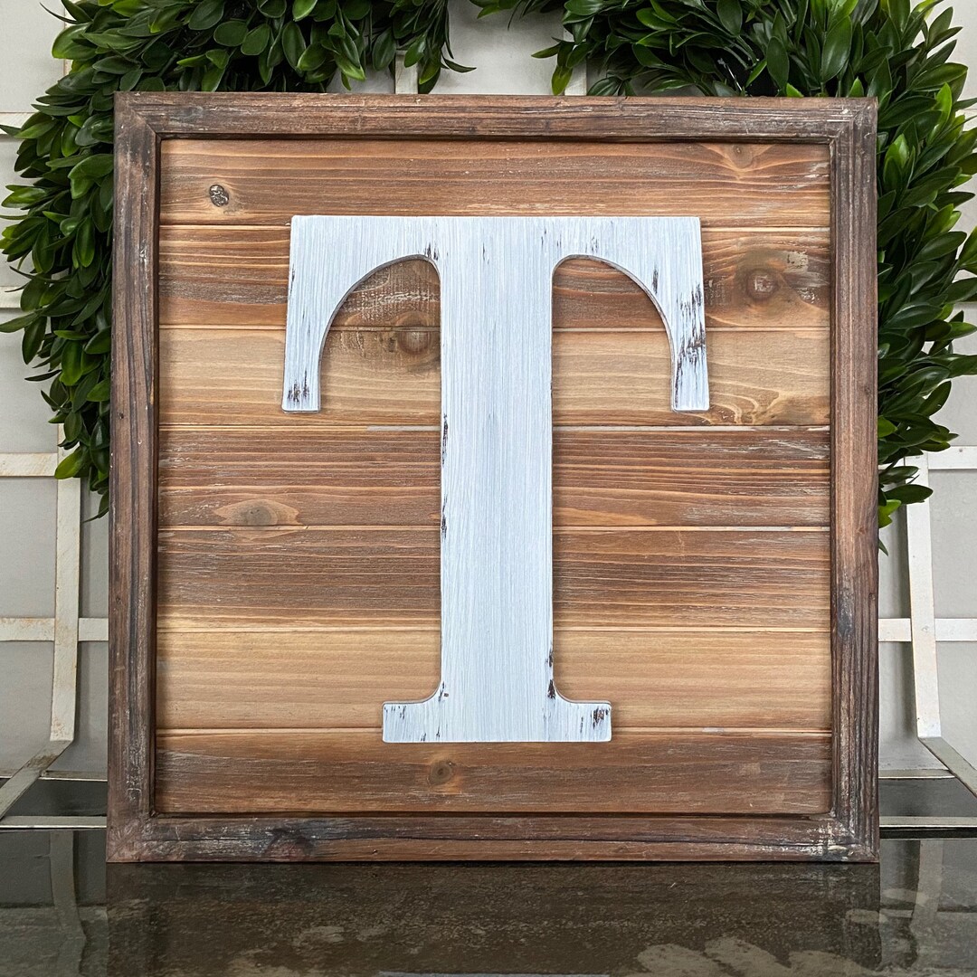 Square Framed Rustic Distressed Initial Letter Pallet Sign, A B C D E F ...