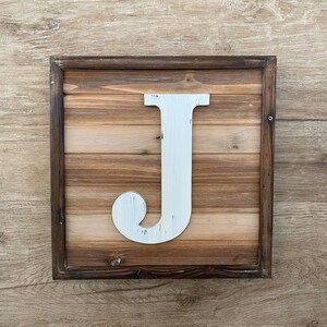 Square Framed Rustic Distressed Initial Letter Pallet Sign, A B C D E F ...