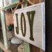 Rustic Joy Sign, Rustic Holiday Decor, Small Hanging Wood Sign, Green & White, Christmas Decor ...