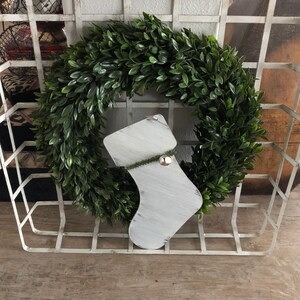 Rustic Holiday Decor, Rustic Hanging White Stocking, Thin Wood Holiday ...