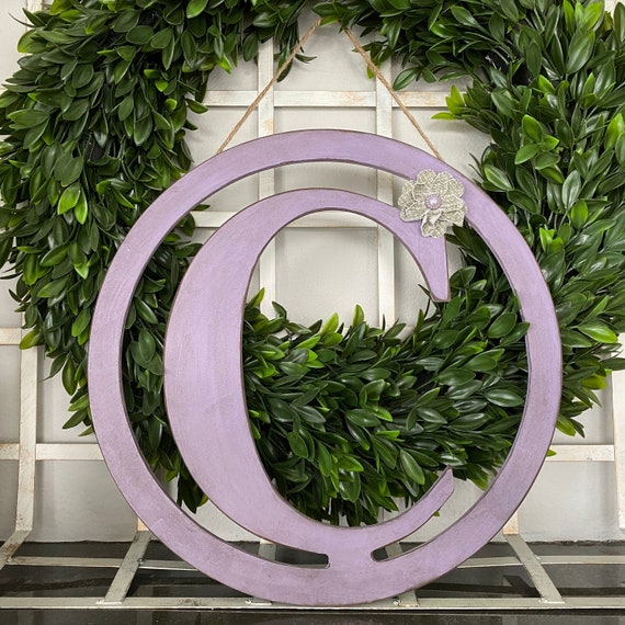 Rustic Distressed Initial Circle Letters Rustic Lavender | Etsy