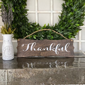 Thankful, Rustic Entryway Decor, Thankful Sign, Parenthesis Style, Door ...
