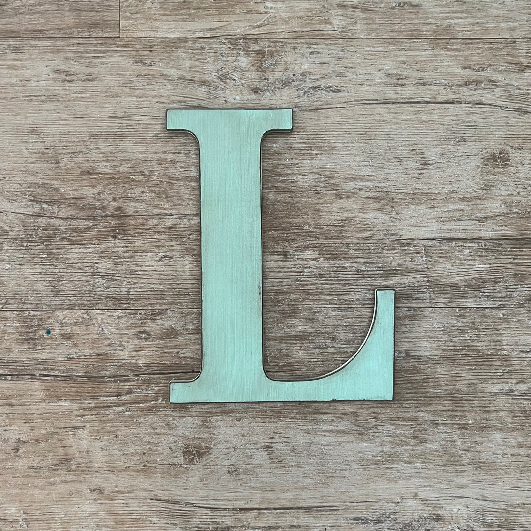 Rustic Distressed Initial Letters, Rustic Aqua, Custom Letters, A B C D ...