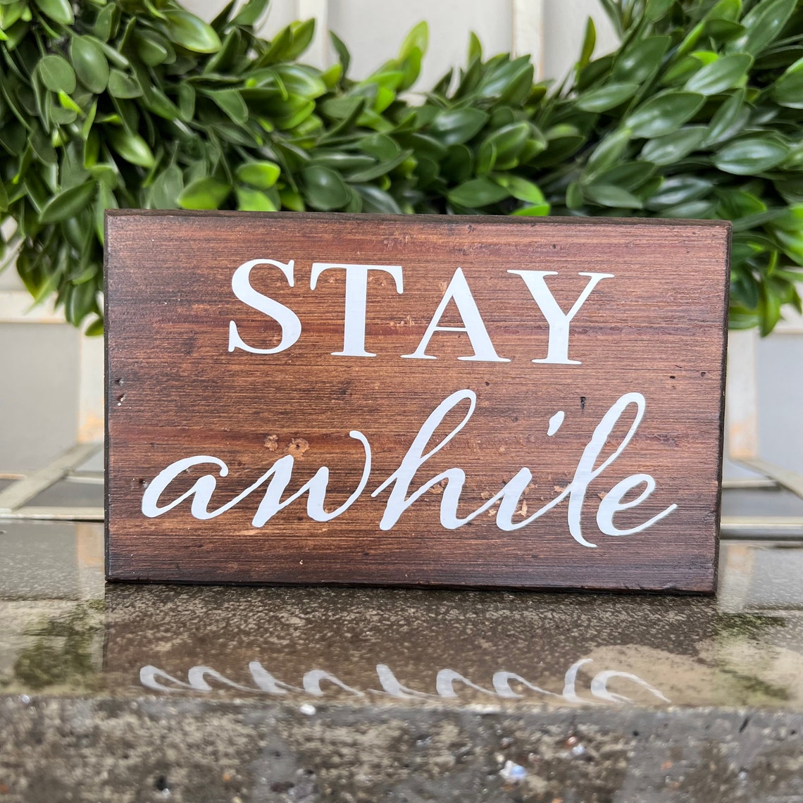 Stay Awhile, Small Block Sign, Small Wood Sign, Farmhouse Decor ...