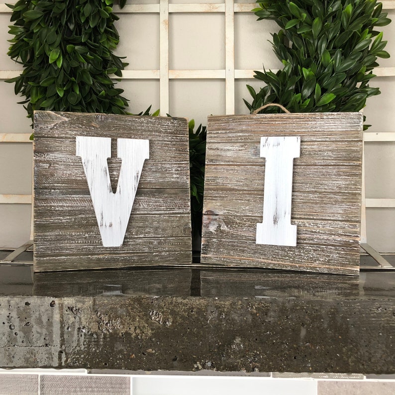 Rustic Distressed Initial Letter Pallet Sign 8x8 Square | Etsy