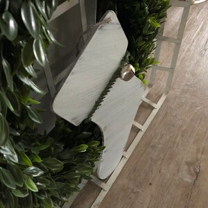 Rustic Holiday Decor, Rustic Hanging White Stocking, Thin Wood Holiday ...