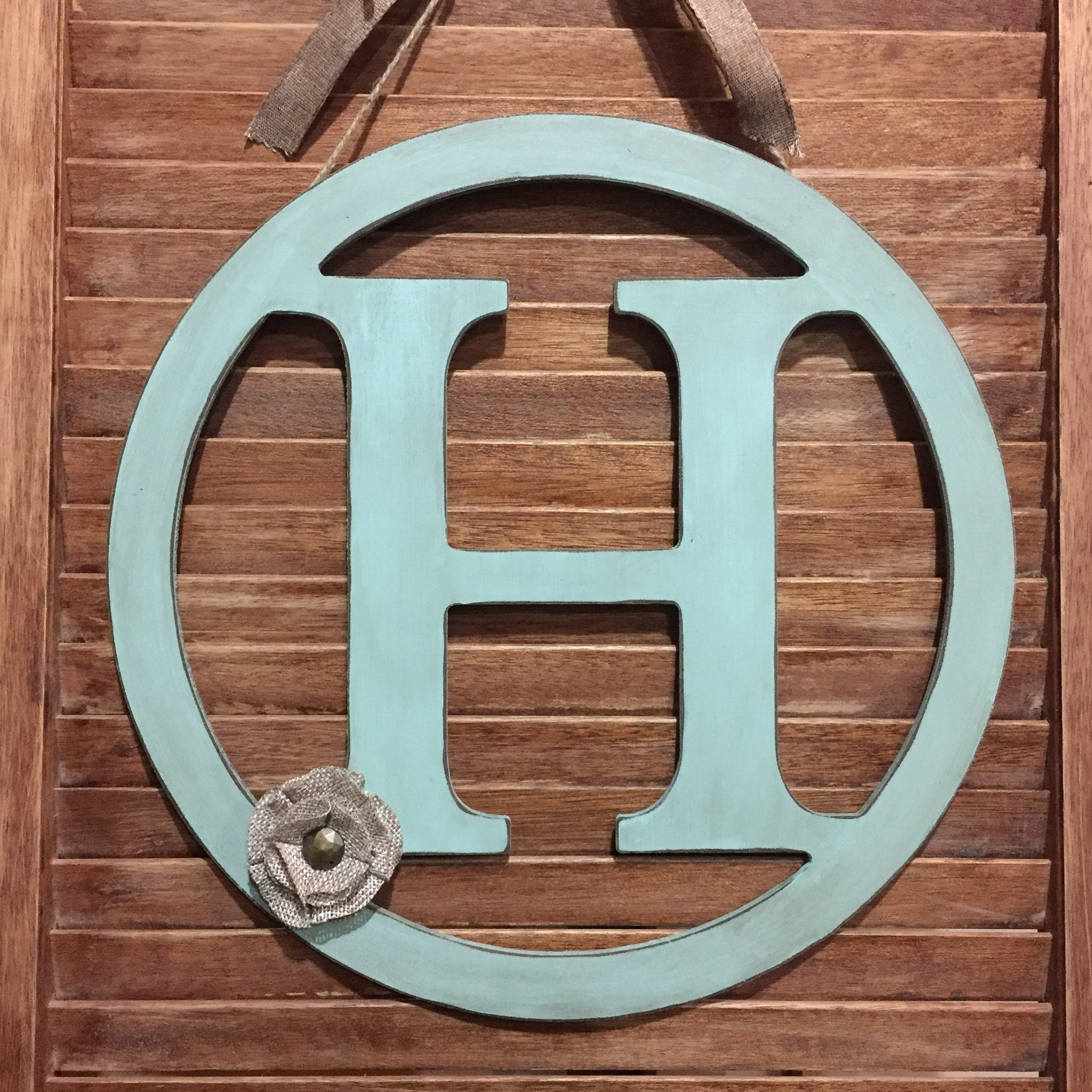 Rustic Distressed Initial Circle Letter X, Rustic Aqua Blue, Door ...