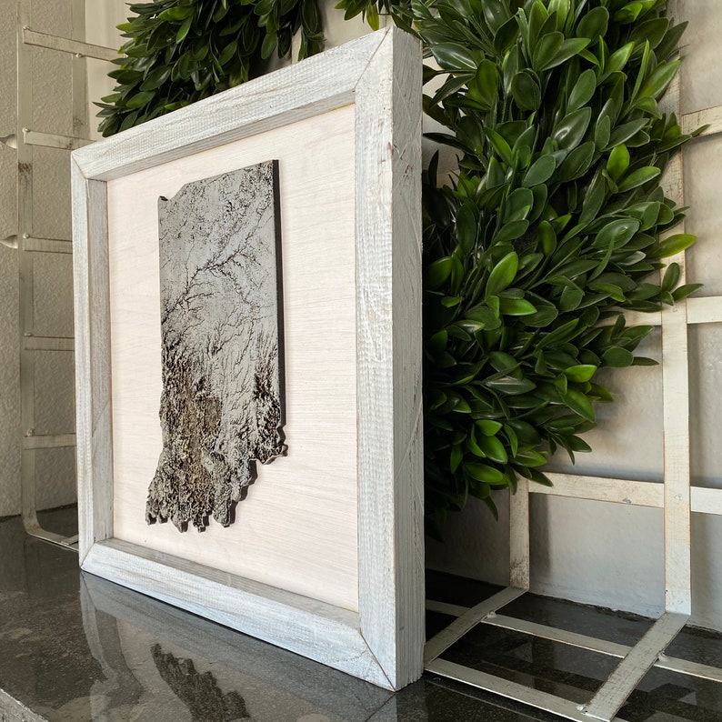 INDIANA Framed State Topographic Texture Rustic Distressed | Etsy