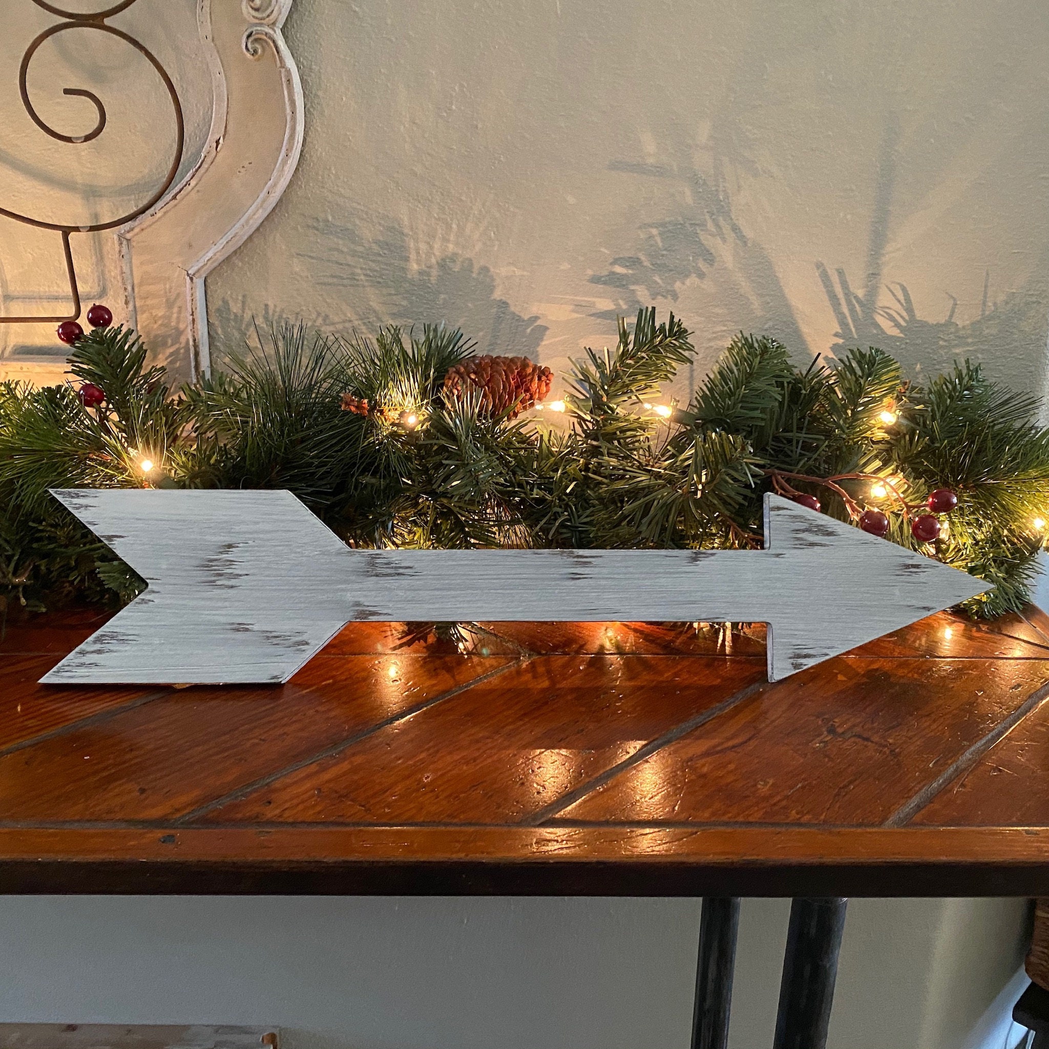 Large Farmhouse Arrow 1 Rustic Distressed Whitewashed Wood - Etsy