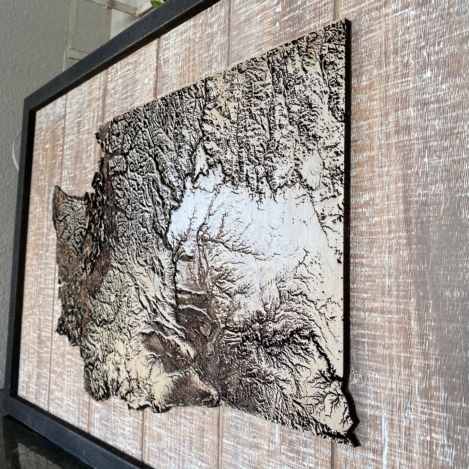 Large Topographic States, Framed Textured State Pallet Sign, Rustic ...